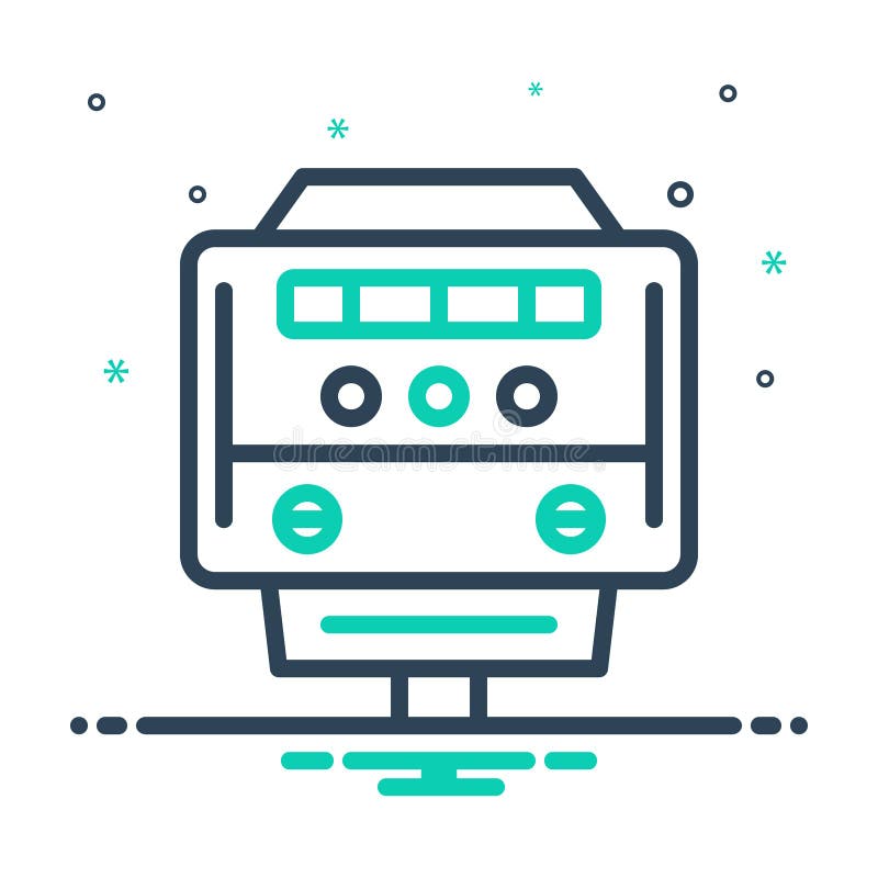 Mix Icon for Electric Meter, Meter and Kilowatt Stock Vector ...