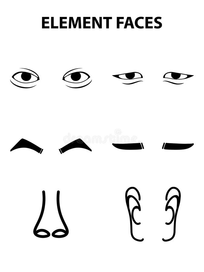 Icon Element Face Eyes, Eyebrows, Nose, Ears Stock Vector ...