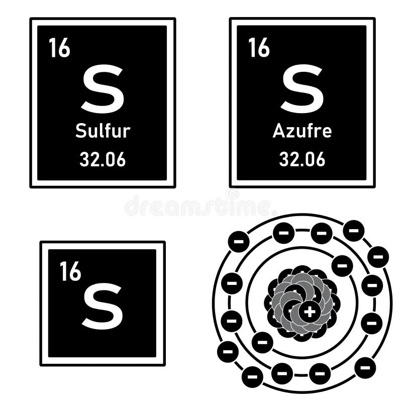Element Sulfur from the Periodic Table with Atom Stock Illustration ...