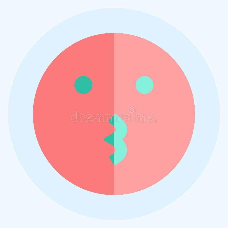 Icon Emoticon Kissing. Suitable for Emoticon Symbol. Flat Style. Simple ...