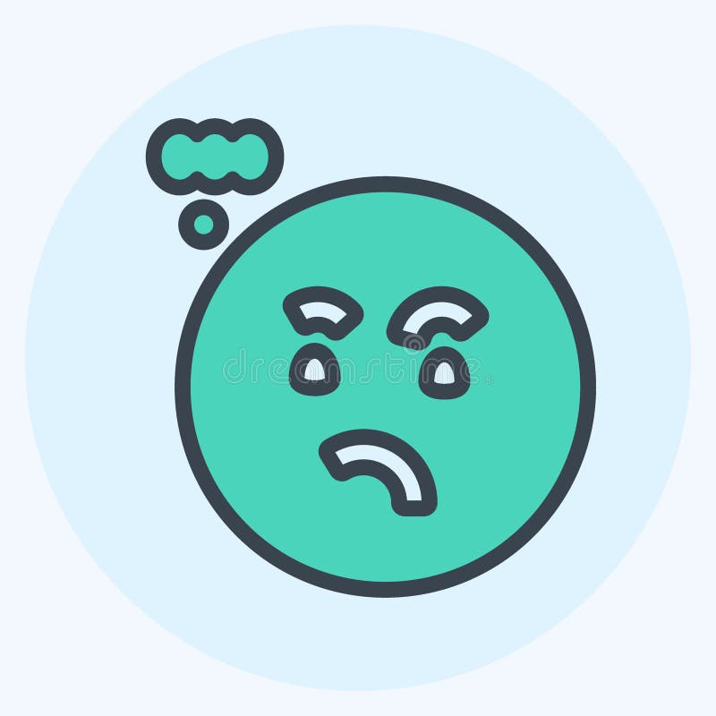 Icon Emoticon Thinking. Suitable for Emoticon Symbol. Color Mate Style ...