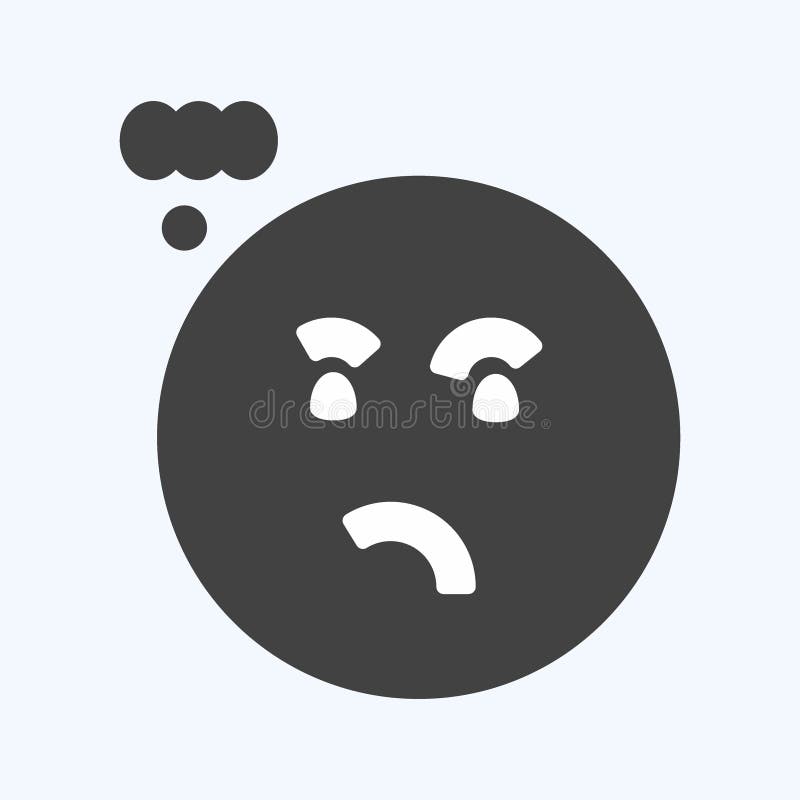 Icon Emoticon Thinking. Suitable for Emoticon Symbol. Glyph Style ...