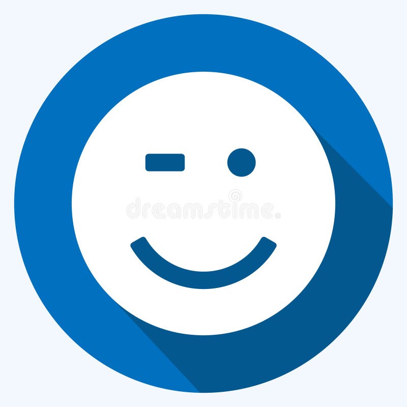 Icon Emoticon Winking. Suitable for Emoticon Symbol. Long Shadow Style ...