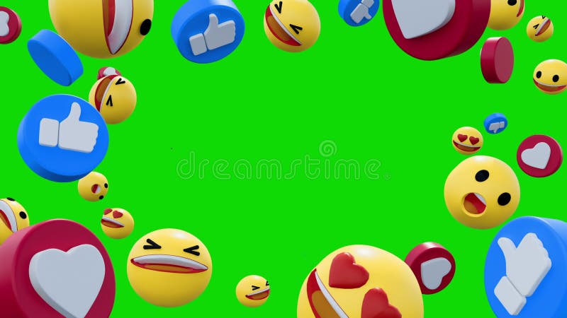 Icon Emo Social Loop on Green Screen Stock Video - Video of design ...