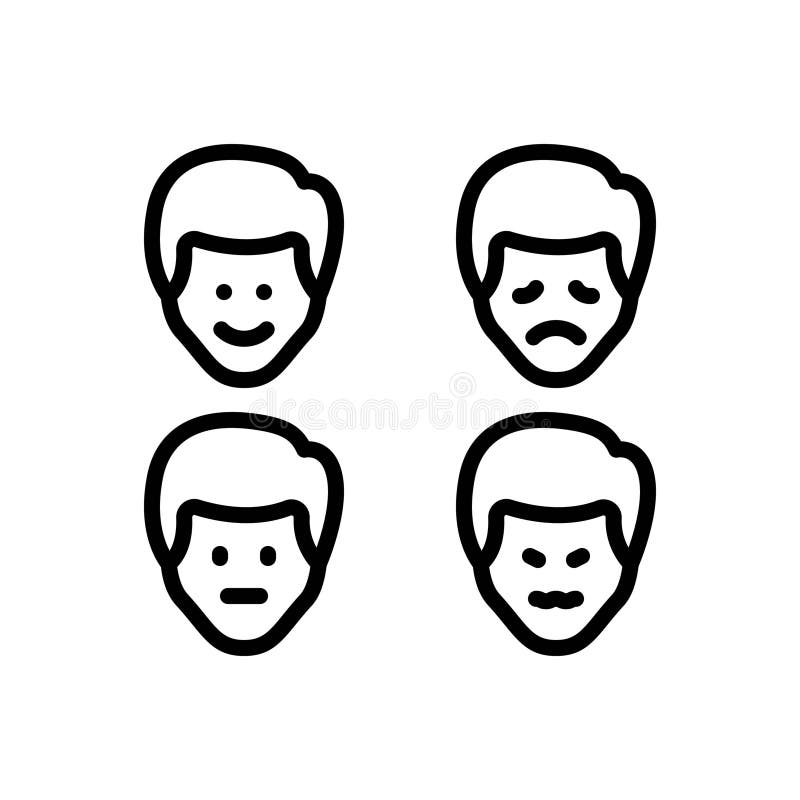 Black Line Icon for Emotions, Reaction and Feeling Stock Vector ...