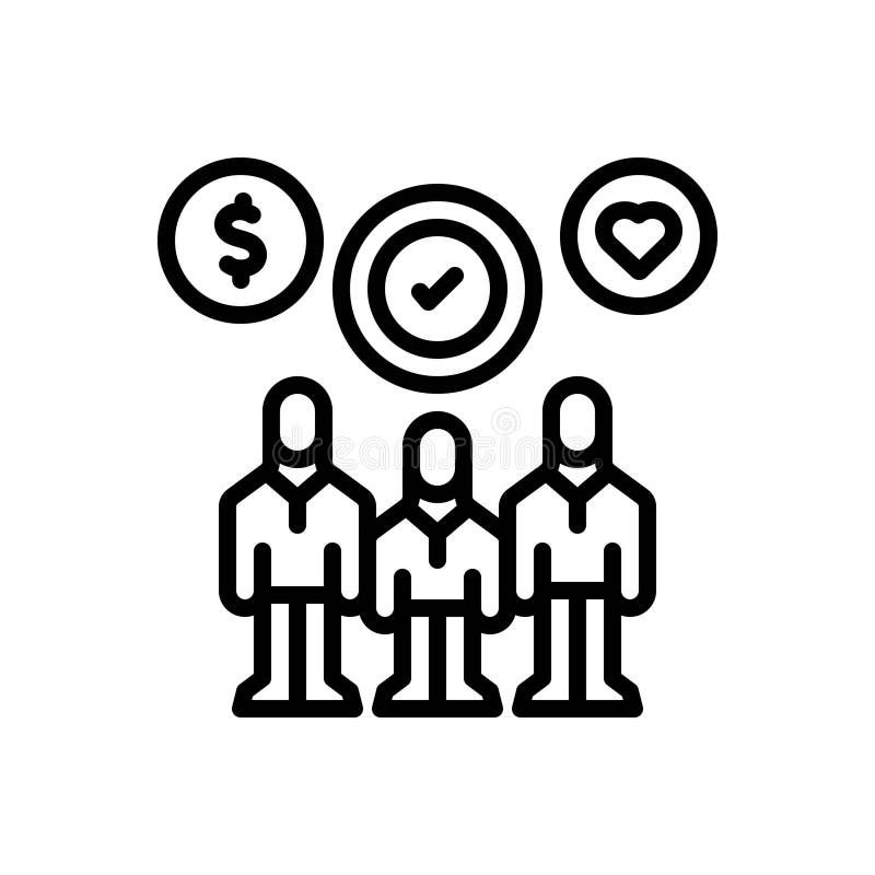 Black Line Icon for Employee Allowance, Employee and Benefit Stock ...