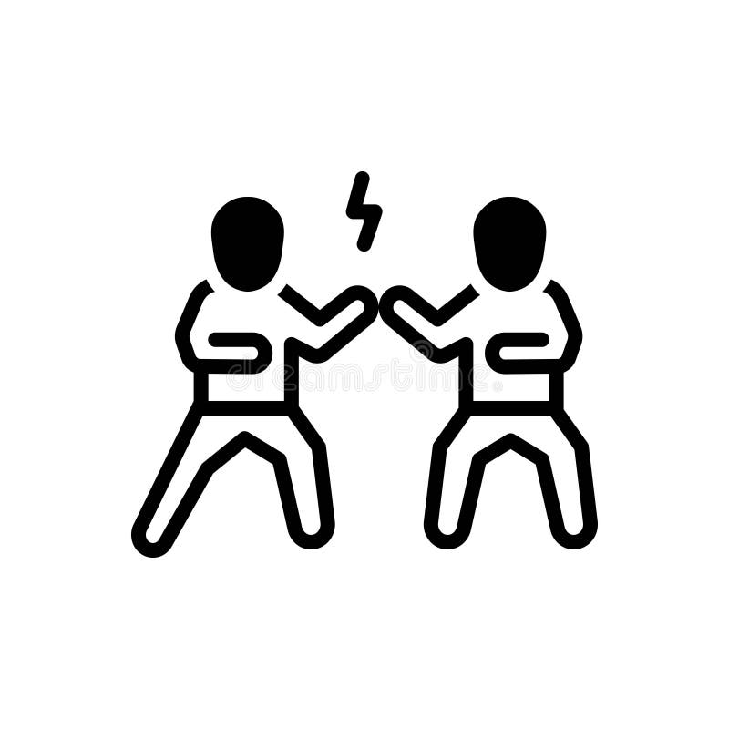 Black Solid Icon for Encounter, Combat and Confrontation Stock Vector ...