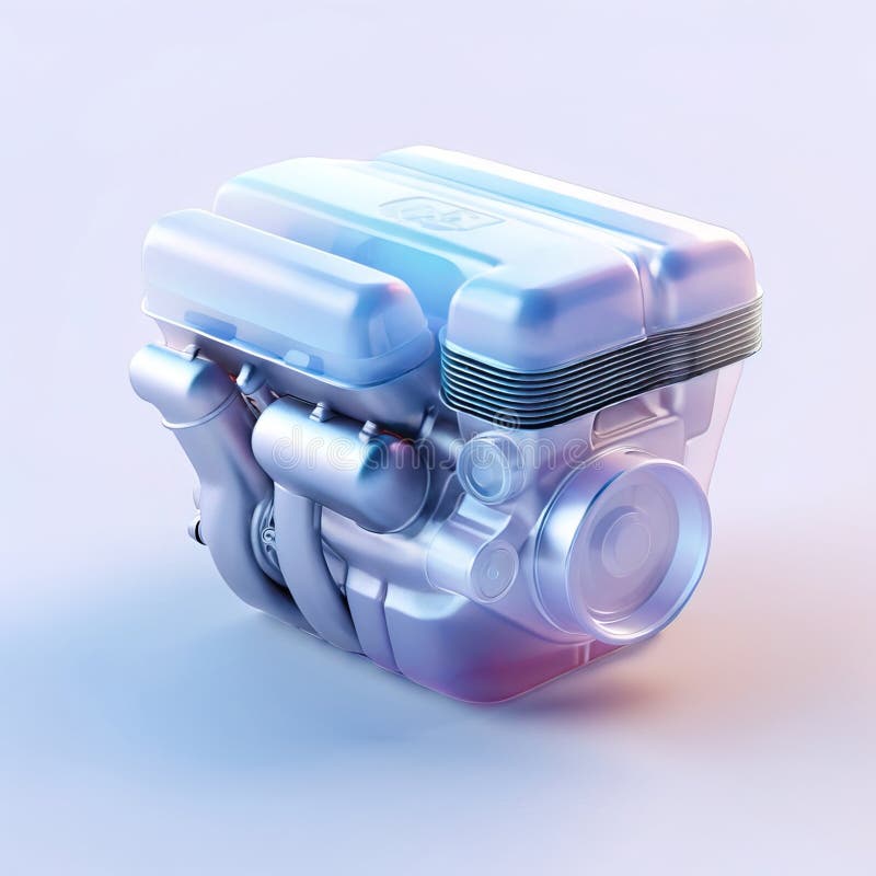 Icon of Engine, Glossy Glass Style Stock Illustration - Illustration of ...