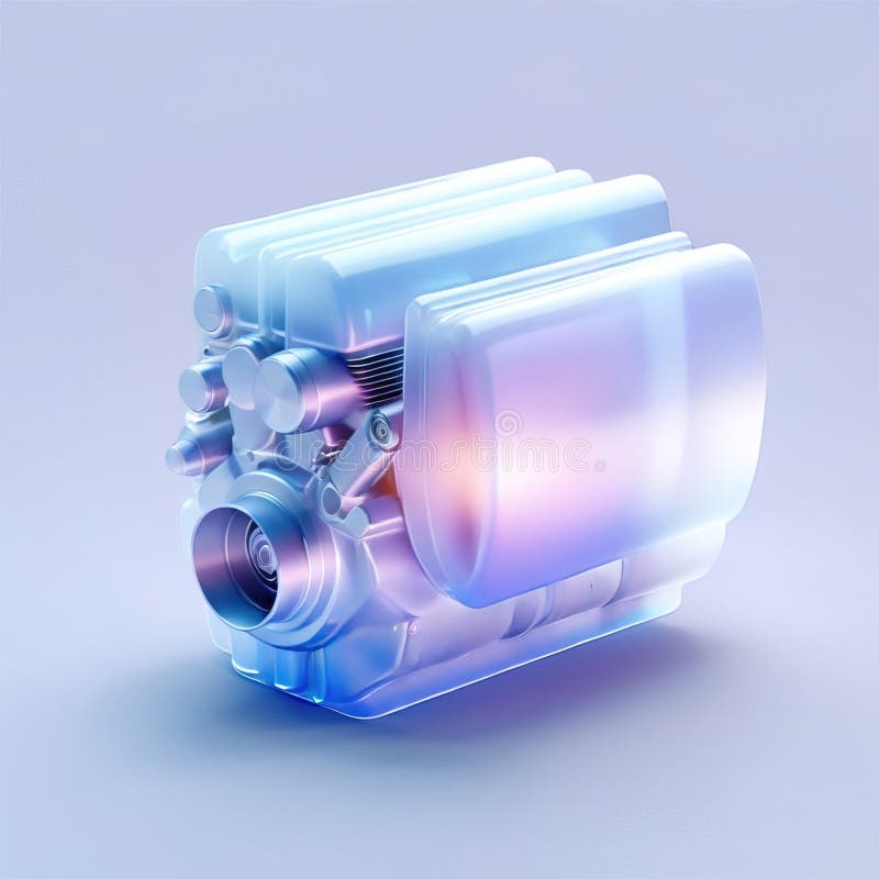 Icon of Engine, Glossy Glass Style Stock Illustration - Illustration of ...