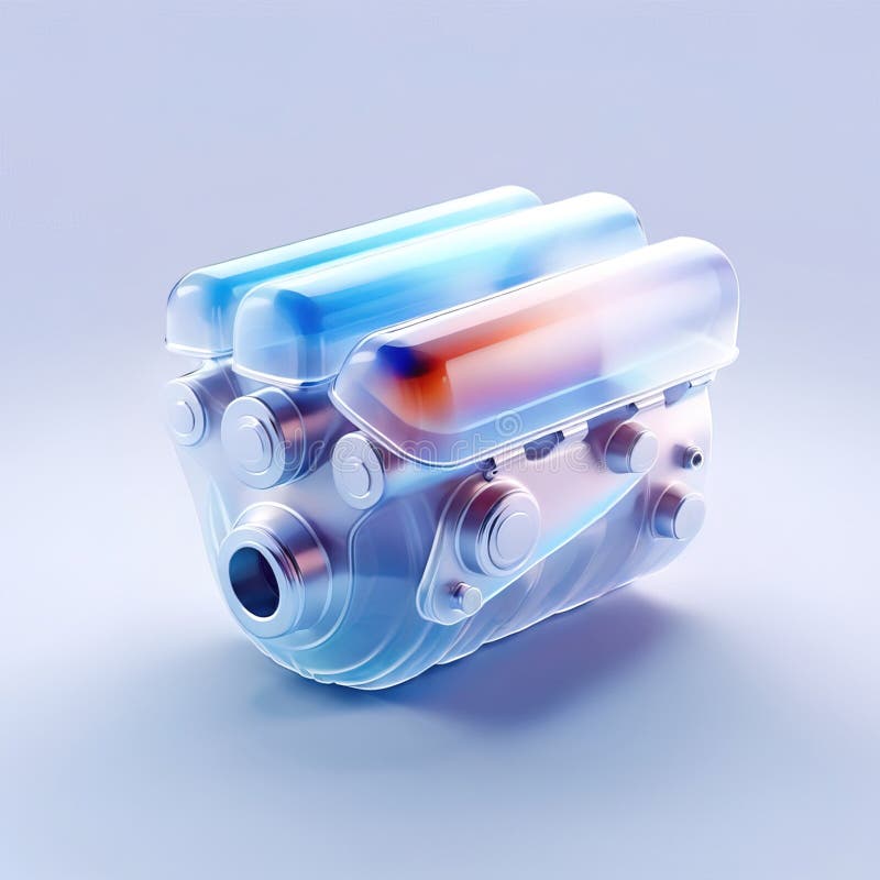 Icon of Engine, Glossy Glass Style Stock Illustration - Illustration of ...