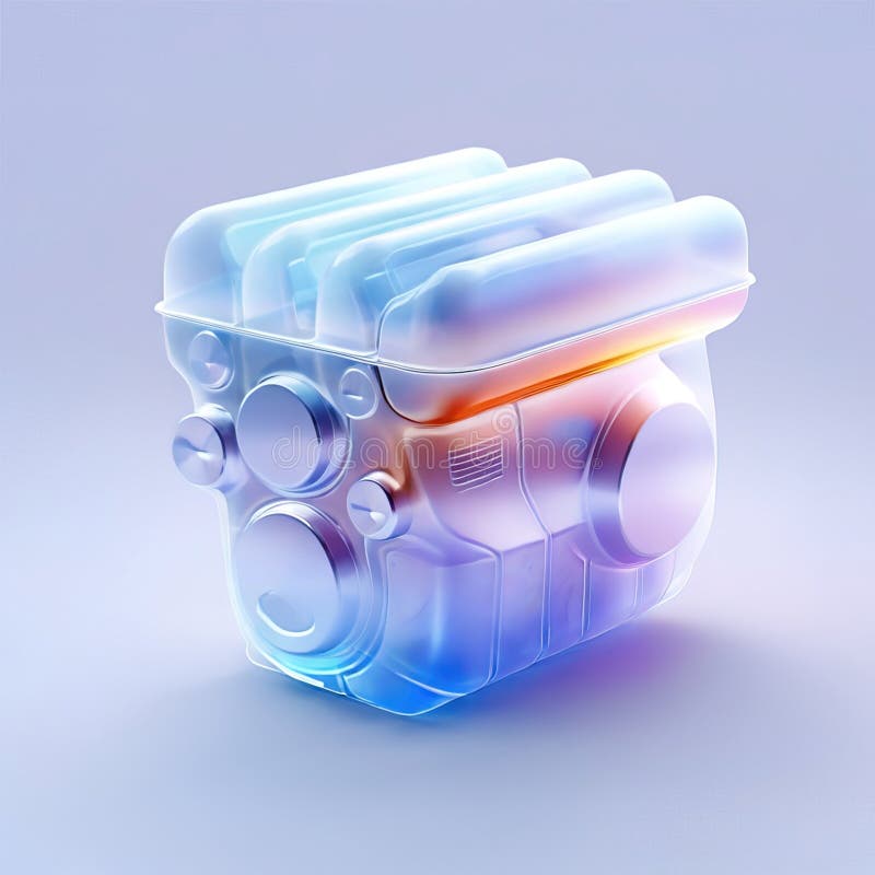 Icon of Engine, Glossy Glass Style Stock Illustration - Illustration of ...