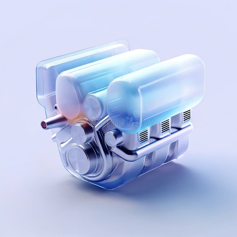 Icon of Engine, Glossy Glass Style Stock Illustration - Illustration of ...