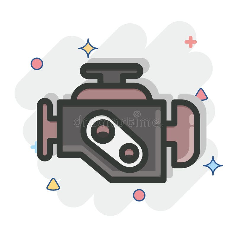 Icon Engine Warning. Suitable for Automotive Symbol. Comic Style ...