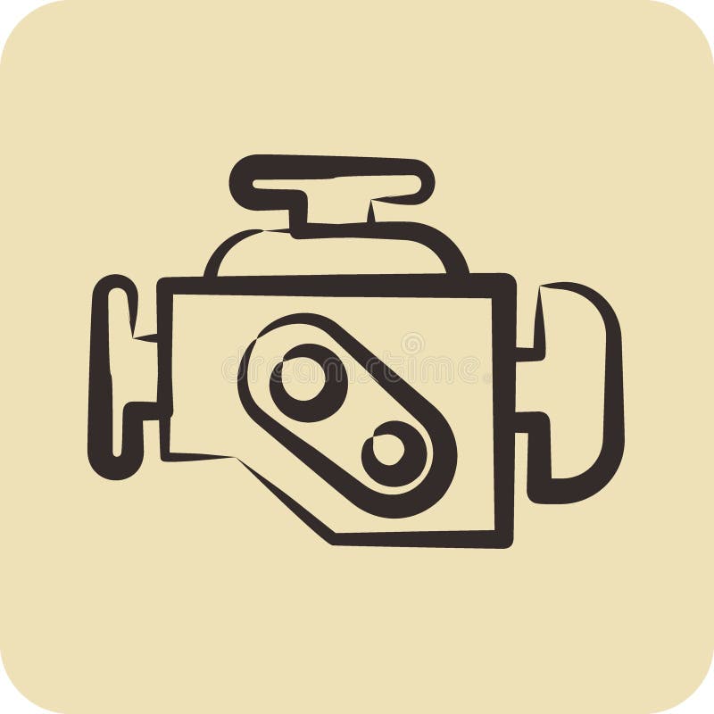 Icon Engine Warning. Suitable for Automotive Symbol. Line Style. Simple ...