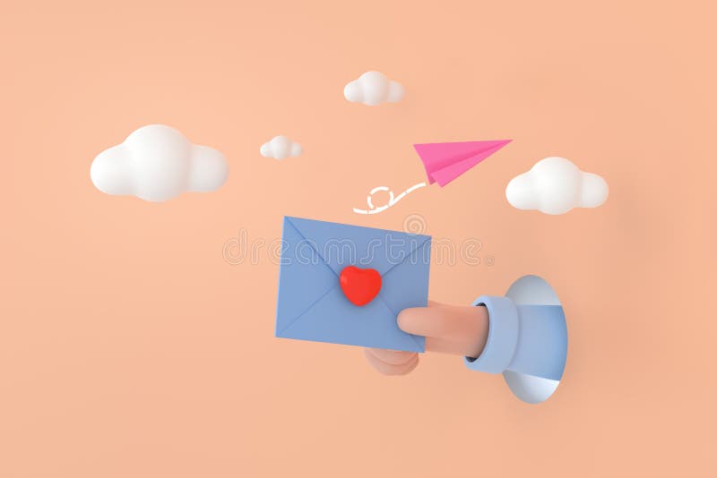 Icon Envelope Letter, Mail Letter with Red Heart and Paper Plane Stock ...