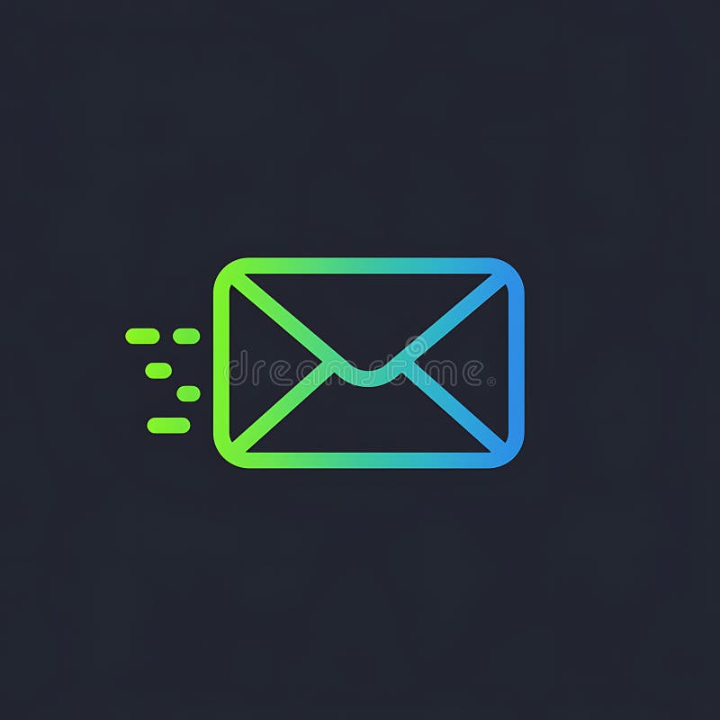 An Icon of an Envelope Outlined in Gradient Colors, Shifting from Green ...