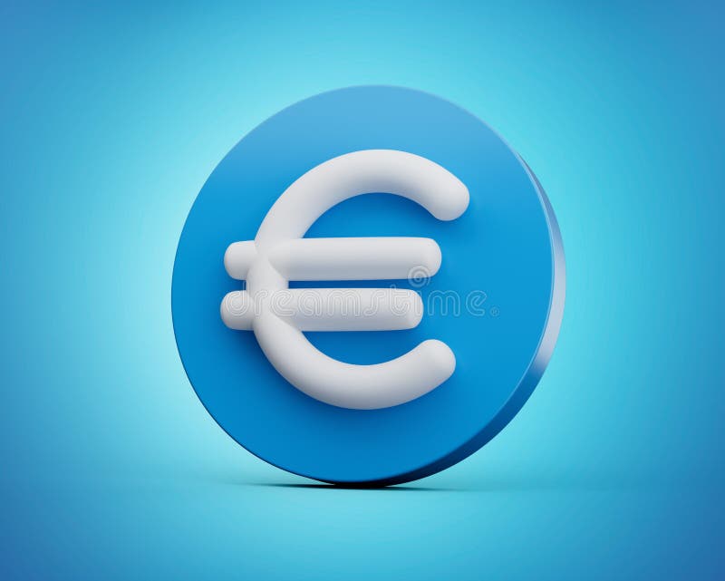 Icon of a Euro Sign in Blue and White 3d Illustration Stock Illustration - Illustration of ...