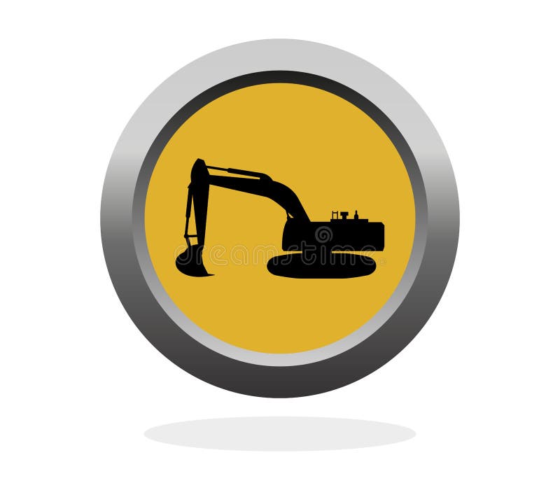 Icon Excavator with Bucket, Professional Construction Vehicle Equipment ...