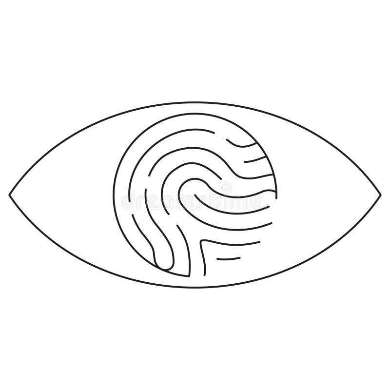 Icon of an Eye with a Fingerprint Inside Stock Illustration ...