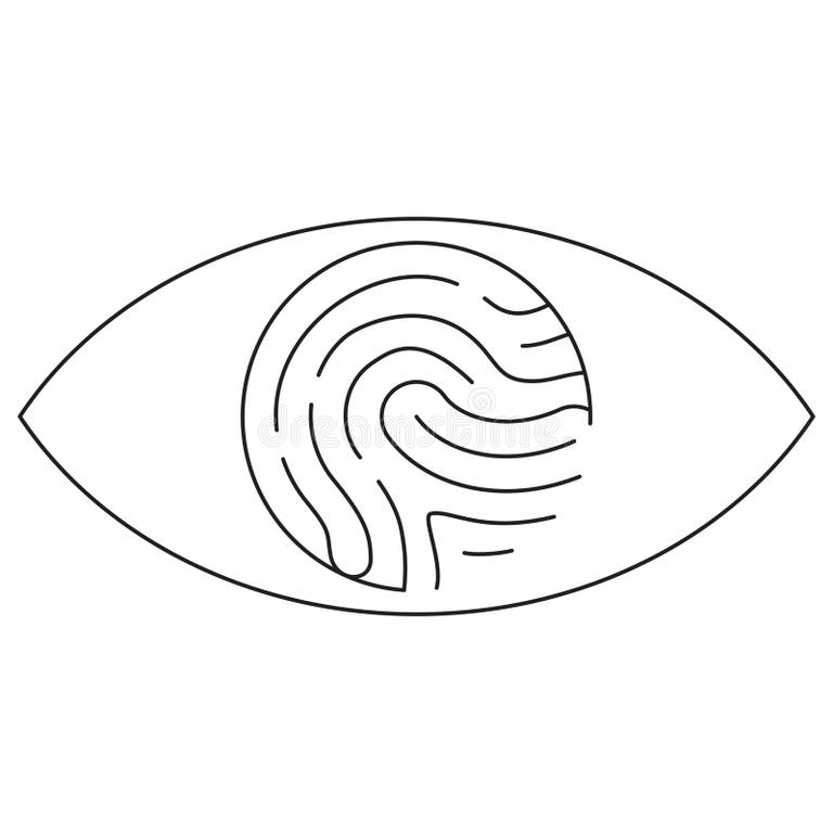 Icon of an Eye with a Fingerprint Inside Stock Illustration ...