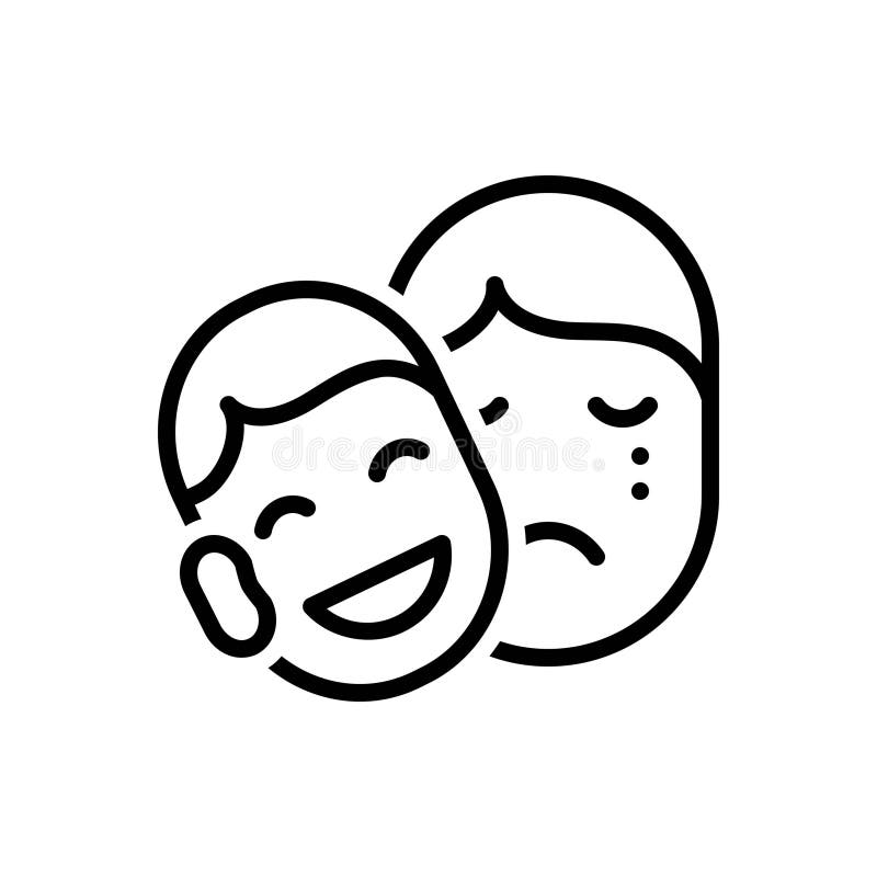 Black Line Icon for False, Face and Fake Stock Vector - Illustration of ...