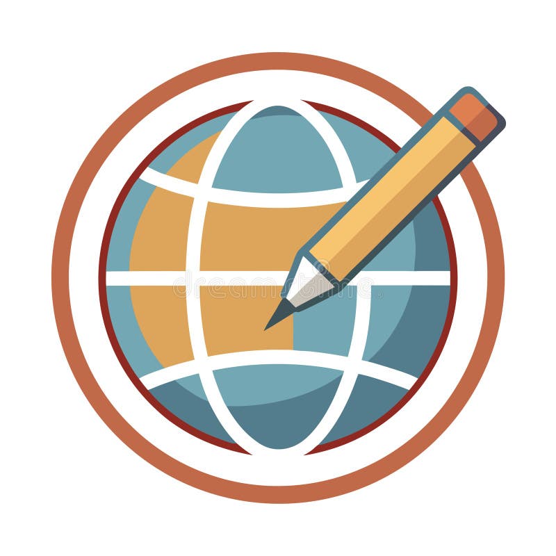 Global Content Creation: Globe and Pencil Icon for Creative Projects ...