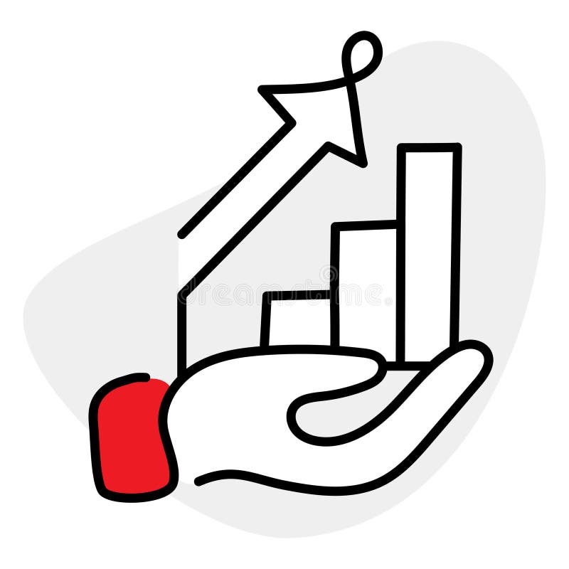 An Icon Featuring a Hand Holding an Ascending Bar Chart, Symbolizing ...