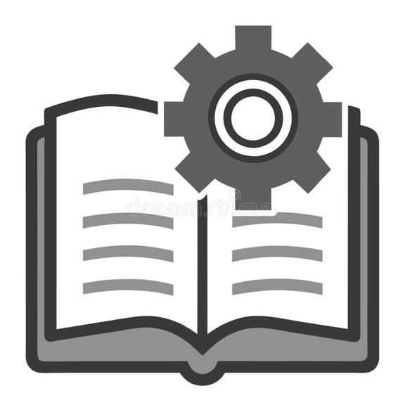 Technical Manual Icon: Open Book and Gear for Knowledge Management ...
