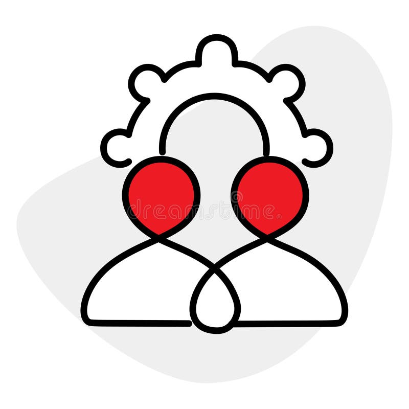 An Icon Featuring Two Individuals Under a Half Gear, Representing ...