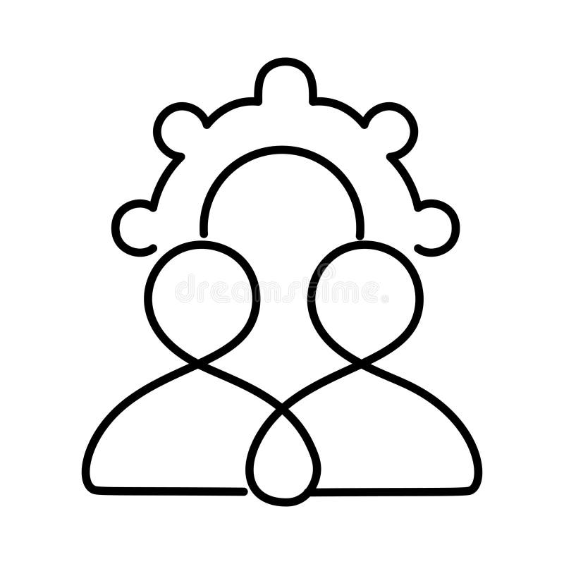 An Icon Featuring Two Individuals Under a Half Gear, Representing ...