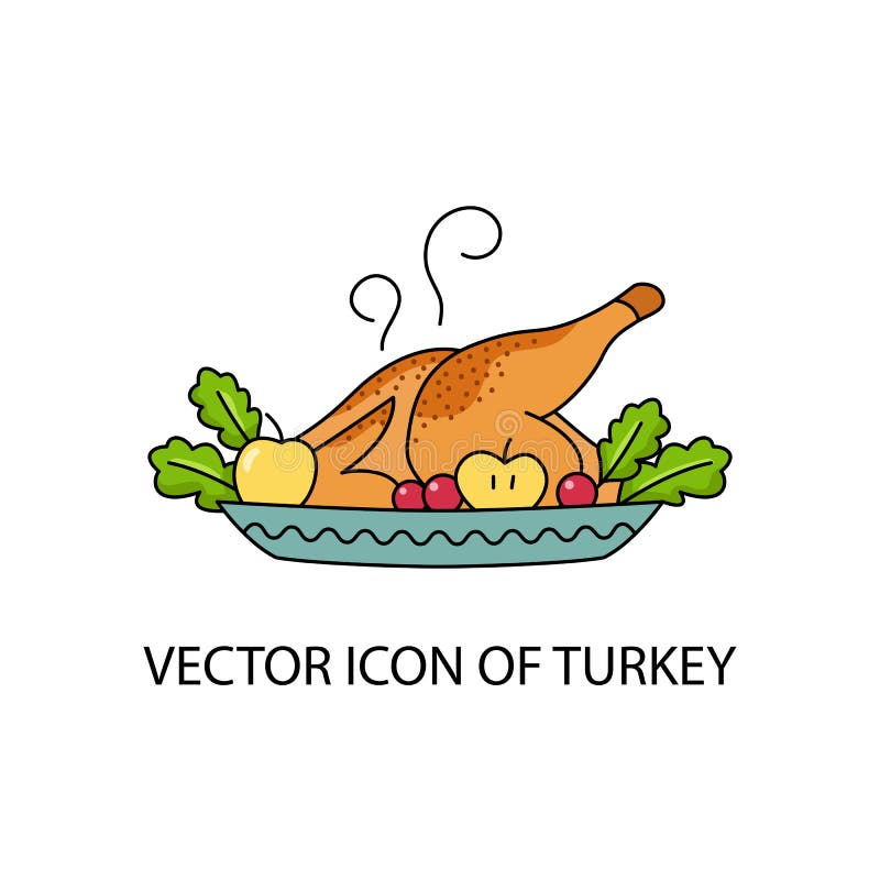 Icon festive turkey. stock vector. Illustration of dish - 102320922