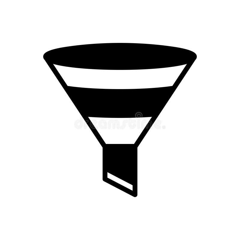 Black Solid Icon for Filtering, Funnel and Filtration Stock ...