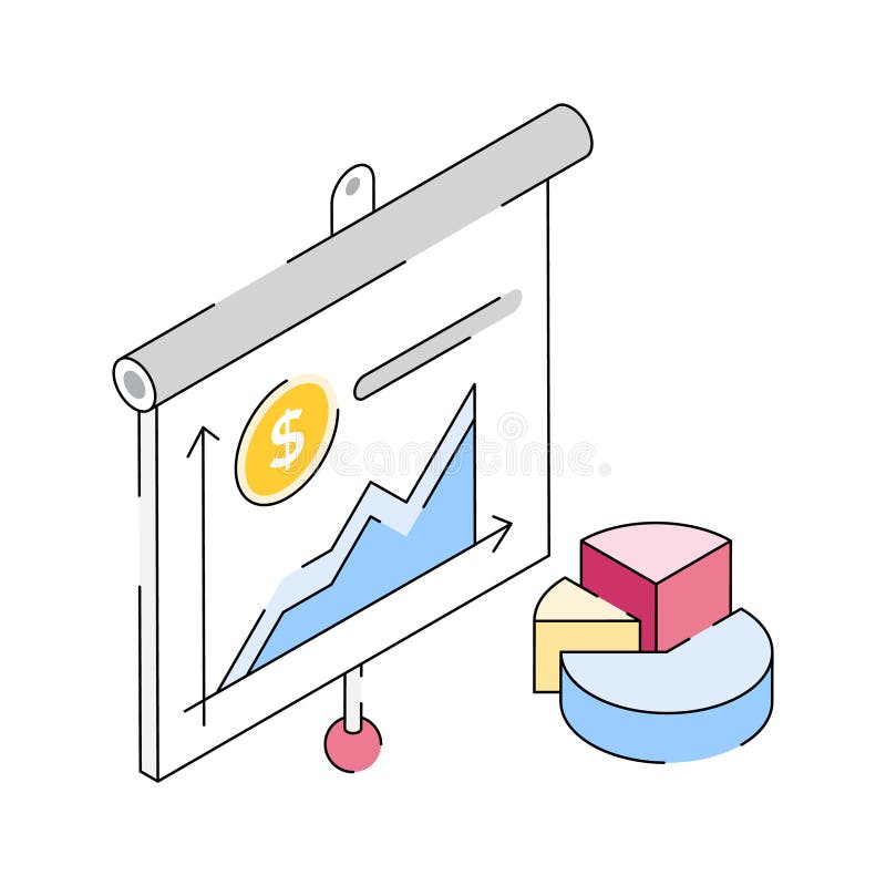 An Icon of Financial Presentation Designed in Isometric Style Stock ...