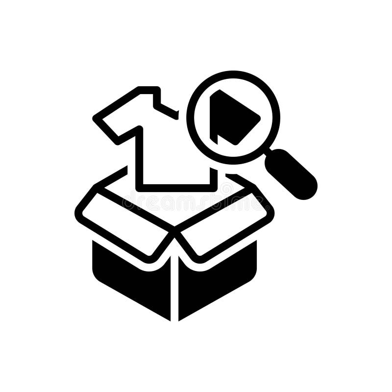 Black Solid Icon for Find Product, Garment and Box Stock Illustration ...