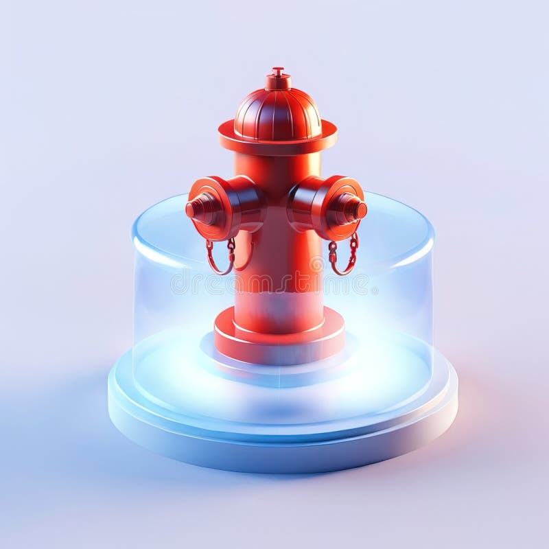 Icon of Fire Hydrant, Glossy Glass Style Stock Illustration ...