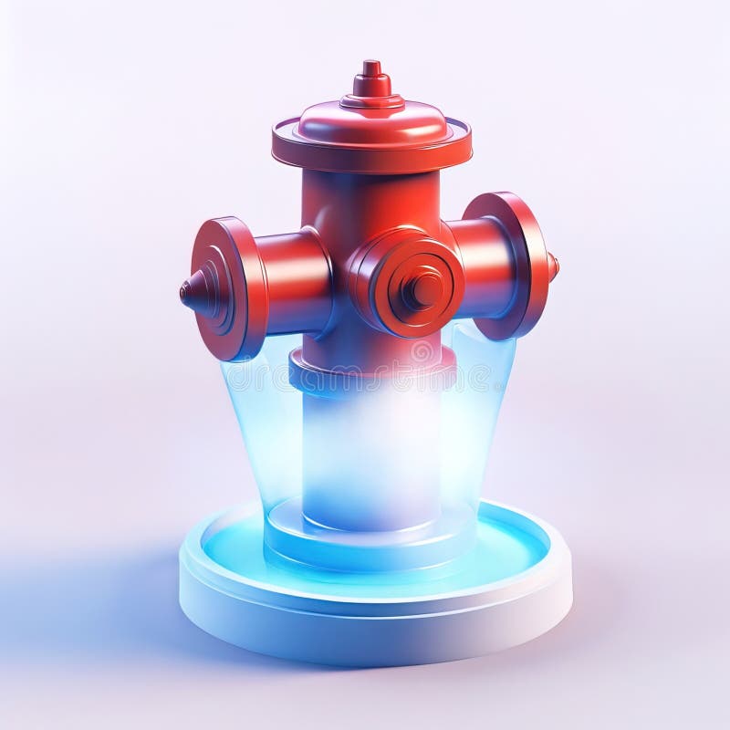 Icon of Fire Hydrant, Glossy Glass Style Stock Illustration ...