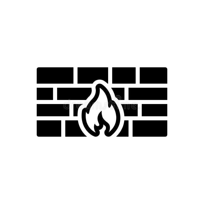 Black Solid Icon for Firewall, Secure and Safety Stock Illustration ...
