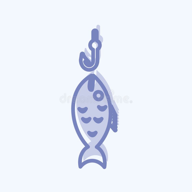 Icon Fish Caught. Suitable for Sea Symbol. Two Tone Style. Simple ...