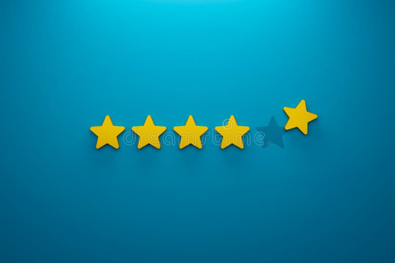 Icon Five Star Excellent Rating on Background. 3d Illustration Stock ...