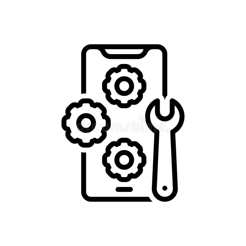 Black Line Icon for Fix, Tool and Service Stock Vector - Illustration ...