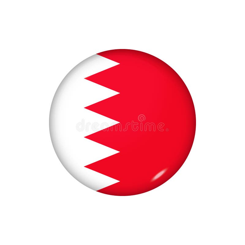 Round Flag of Bahrain. Vector Illustration. Button, Icon, Glossy Badge ...
