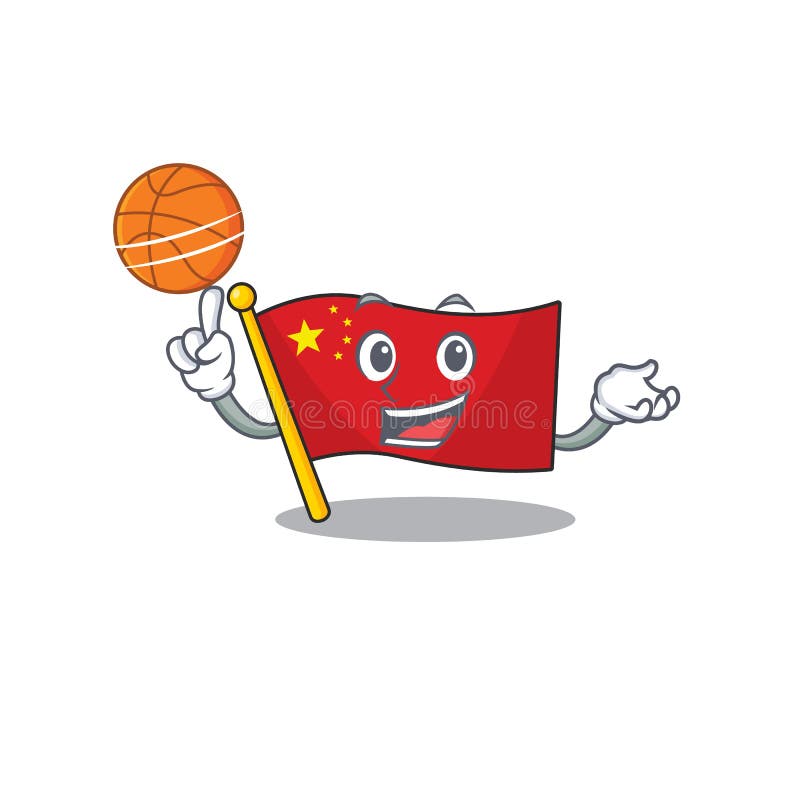 An Icon of Flag China Scroll Cartoon Character Playing Basketball Stock ...