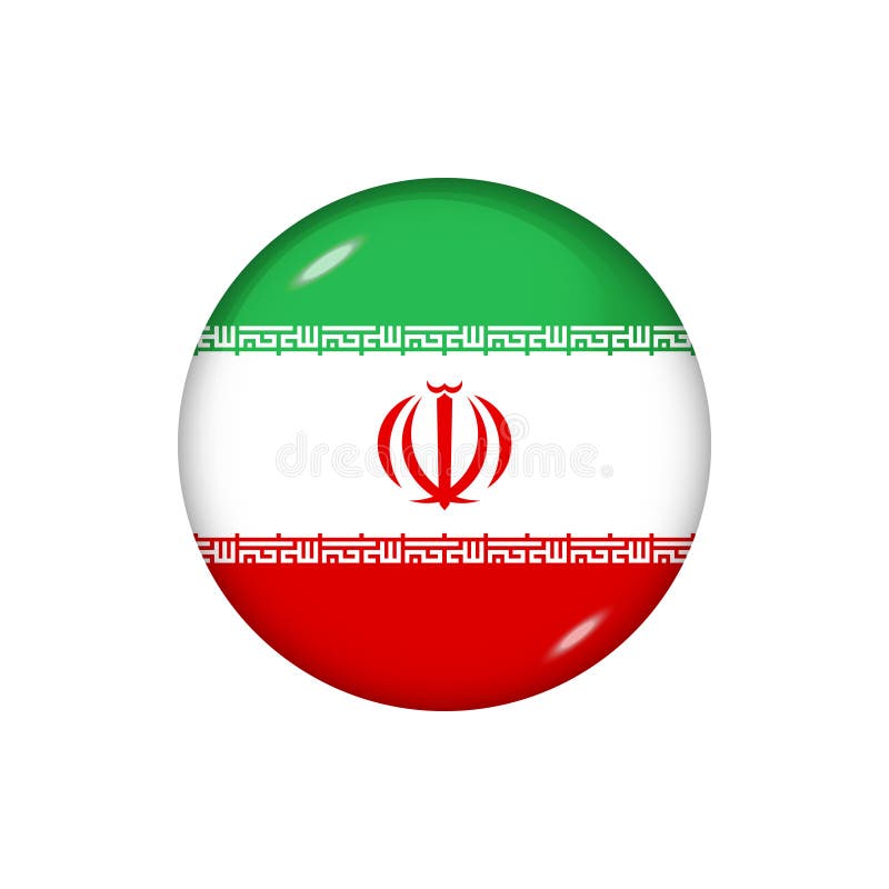 Round Flag of Iran. Vector Illustration. Button, Icon, Glossy Badge ...
