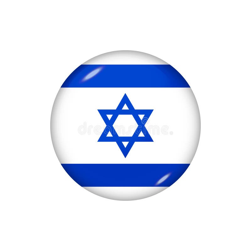 Round Flag of Israel. Vector Illustration. Button, Icon, Glossy Badge ...