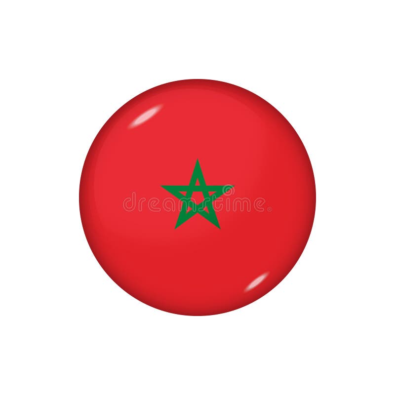 Round Flag of Morocco. Vector Illustration. Button, Icon, Glossy Badge ...