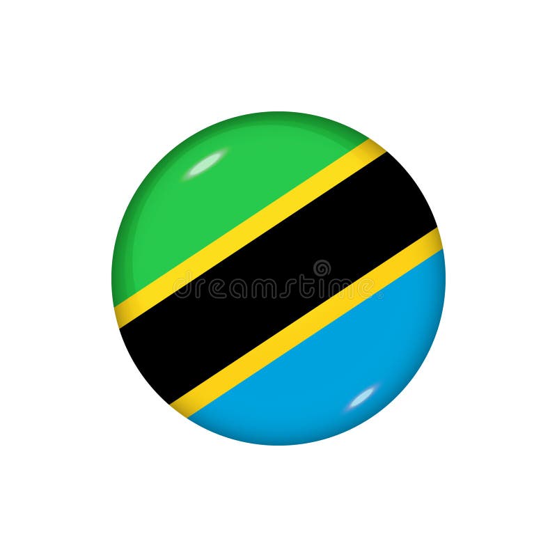 Round Flag of Tanzania. Vector Illustration. Button, Icon, Glossy Badge ...