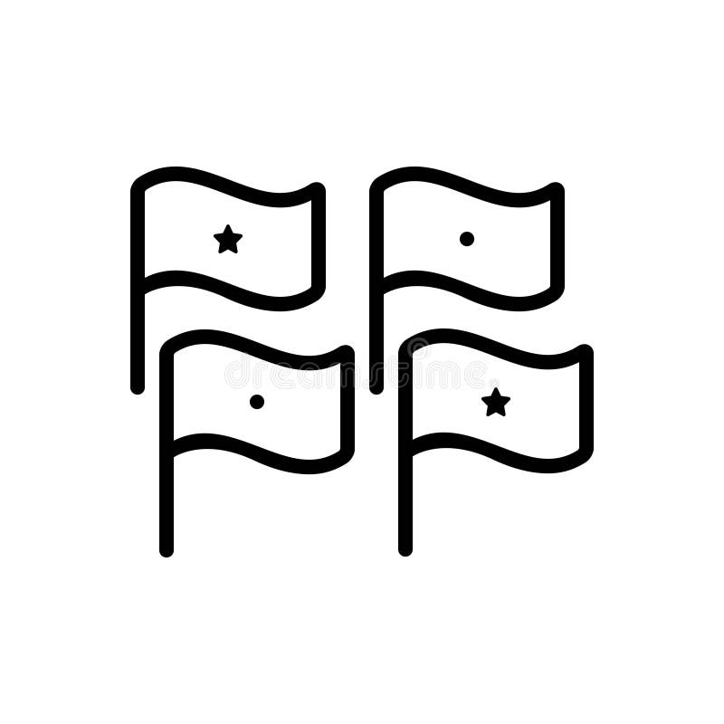 Black Line Icon for Flags, Banner and Gonfalon Stock Vector ...