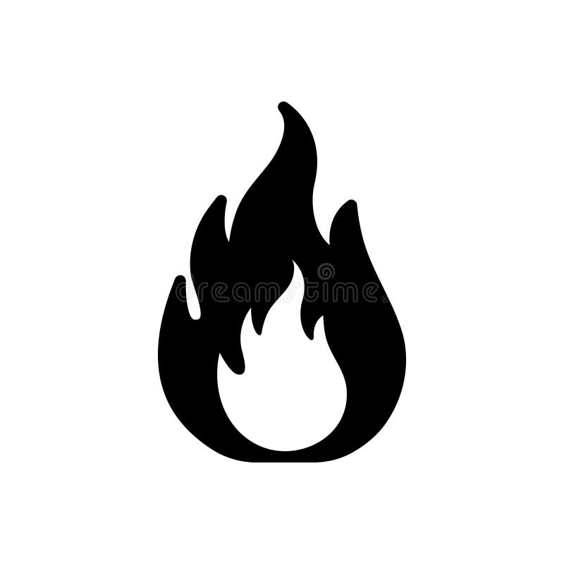 Black Solid Icon for Flame, Fire and Hot Stock Illustration ...