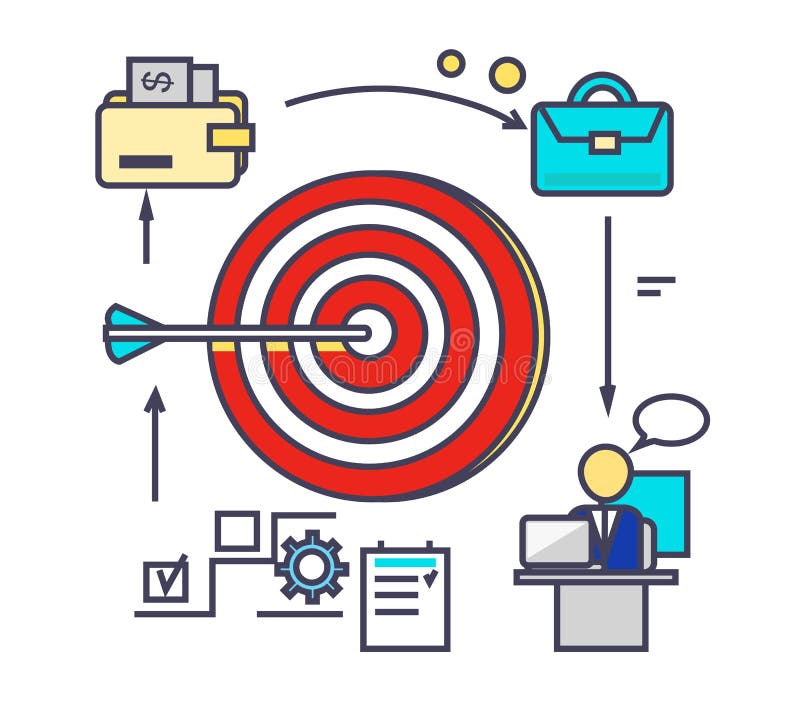 Icon Flat Style Design Goal Setting Stock Vector - Illustration of ...
