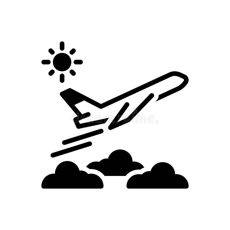 Black Solid Icon for Flight, Plane and Travel Stock Illustration ...
